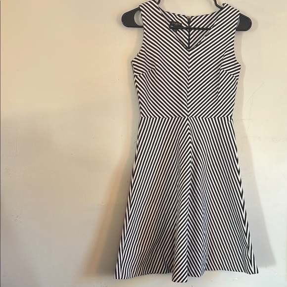 Talbots | Dresses | Talbots Black And White Aline Midi Dress With Vneck ...